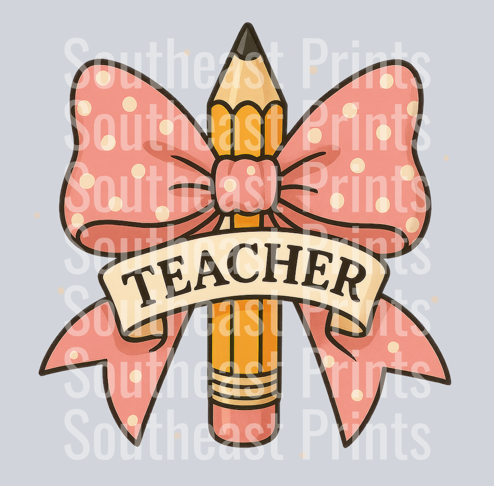 Teacher Pencil & Bow | Southeast Prints